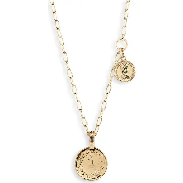 Ettika Double Coin Pendant Necklace - Gold