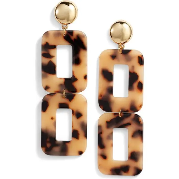 Ettika Rectangle Drop Statement Earrings - Tortoise