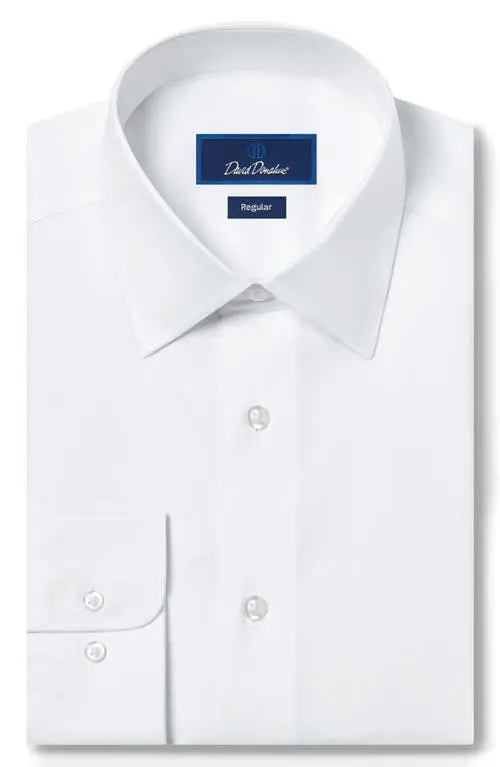 David Donahue Regular Fit Superfine Twill Dress Shirt - White