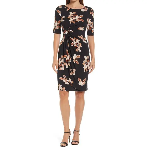 CONNECTED APPAREL Floral Ruched Dress