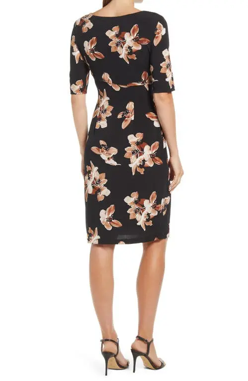 CONNECTED APPAREL Floral Ruched Dress