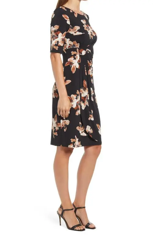 CONNECTED APPAREL Floral Ruched Dress