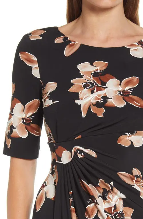 CONNECTED APPAREL Floral Ruched Dress