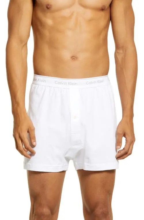Calvin Klein Knit Cotton Boxers Set Of Three - White