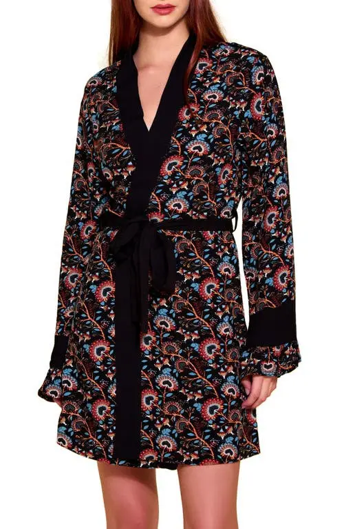 HAUTY Floral Challis Robe - Black