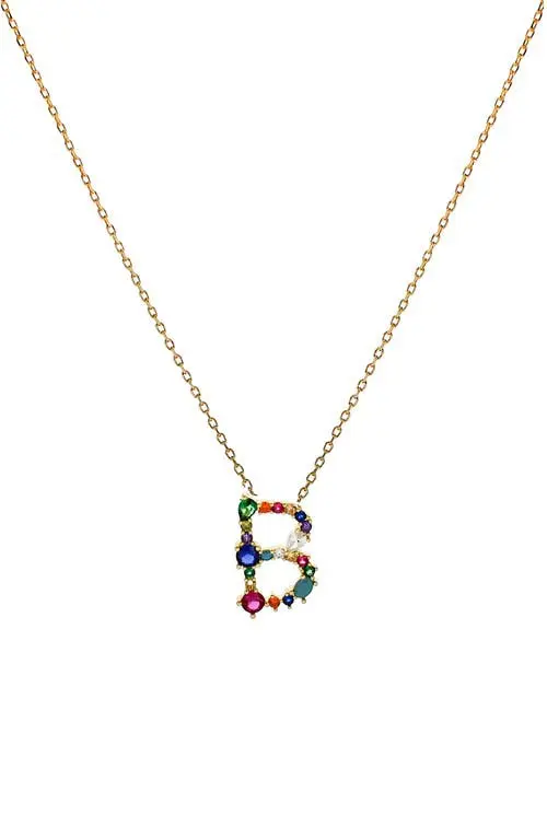 PANACEA Multicolor Crystal Initial Pendant Necklace - Multi - B