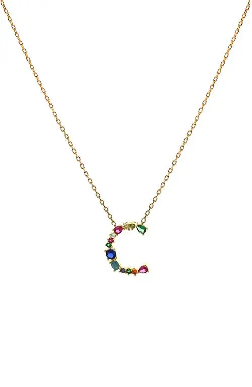 PANACEA Multicolor Crystal Initial Pendant Necklace - Multi - C