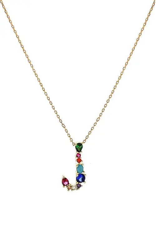 PANACEA Multicolor Crystal Initial Pendant Necklace - Multi - J