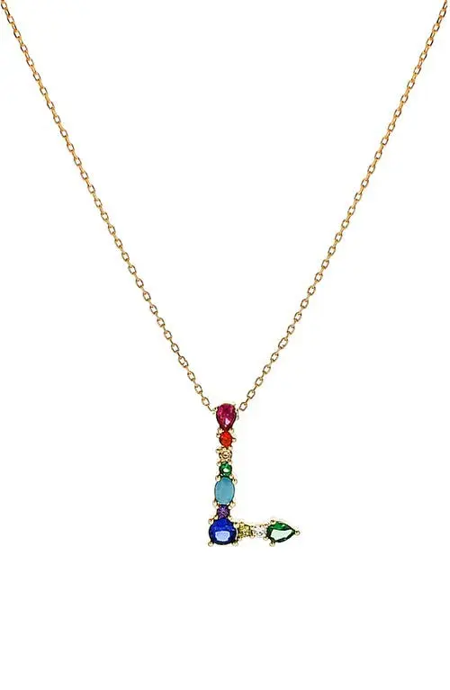 PANACEA Multicolor Crystal Initial Pendant Necklace - Multi - L