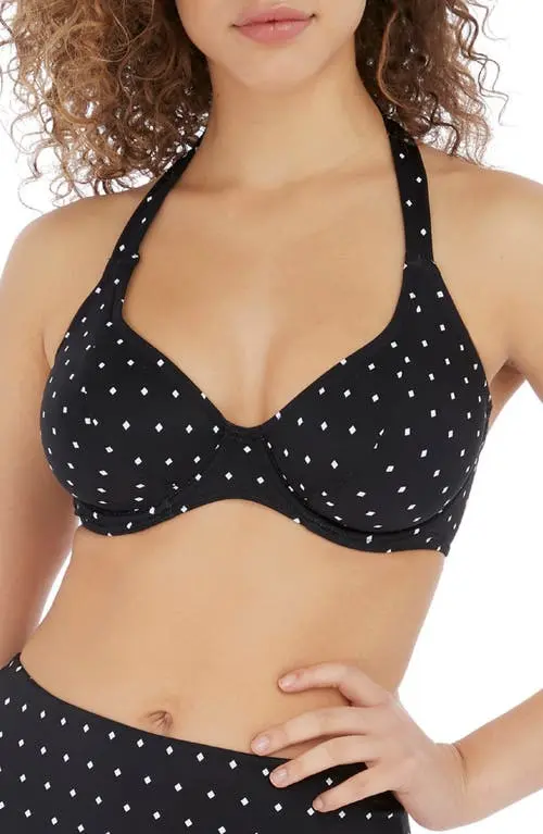 Freya Jewel Cove Underwire Halter Bikini Top - Black