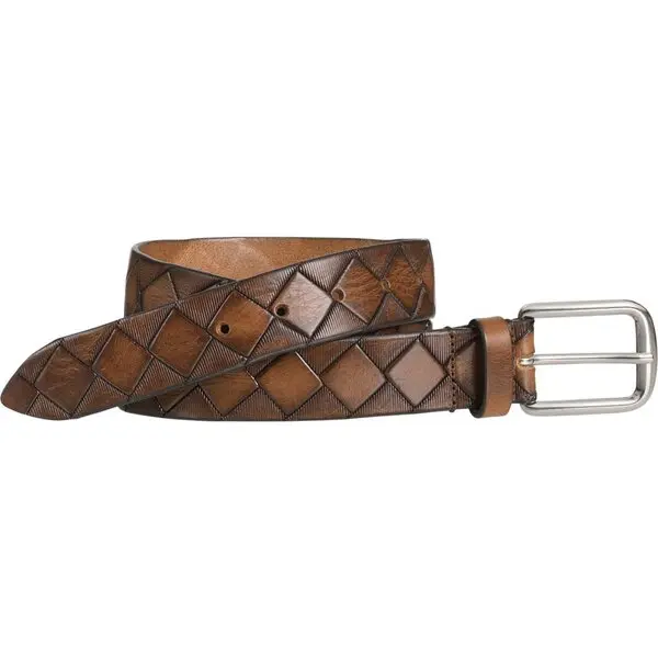 Johnston & Murphy Basket Weave Leather Belt - Tan