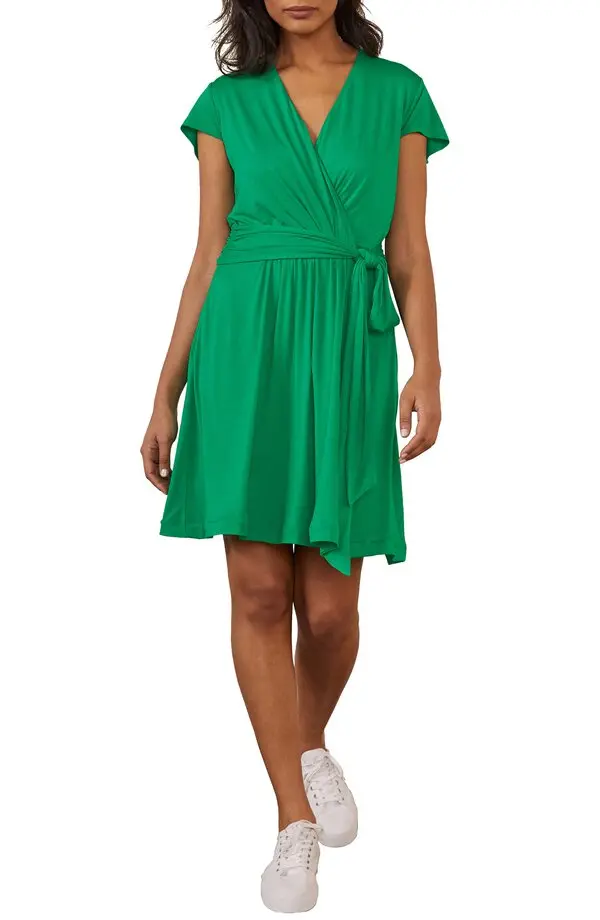 Boden Evangeline Jersey Faux Wrap Dress In Sapling - 58% Off | Editorialist