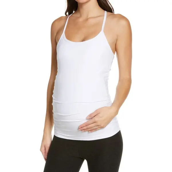 Beyond Yoga Maternity Racerback Tank - Cloud White