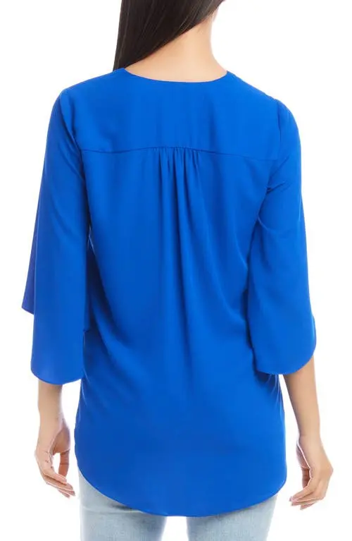 Karen Kane Asymmetrical Crepe Top - Blue