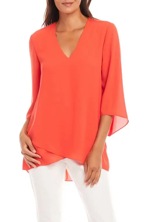 Karen Kane Asymmetrical Crepe Top - Bright Orange