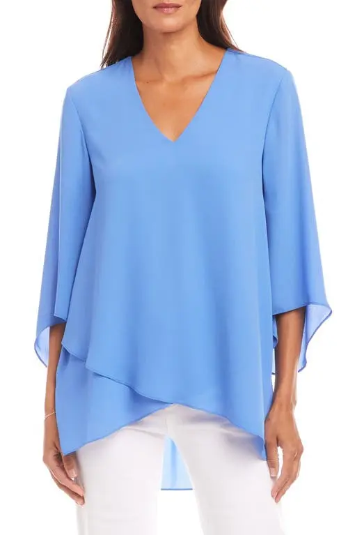Karen Kane Asymmetrical Crepe Top - Dusty Blue