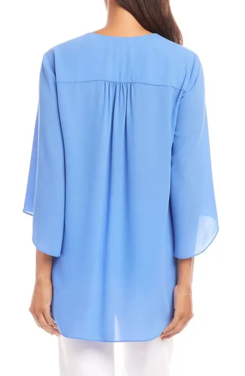 Karen Kane Asymmetrical Crepe Top - Dusty Blue