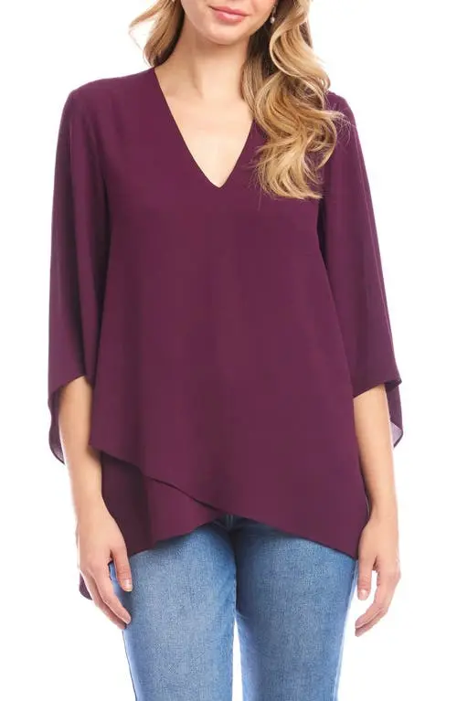 Karen Kane Asymmetrical Crepe Top - Eggplant