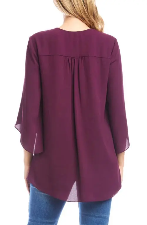 Karen Kane Asymmetrical Crepe Top - Eggplant