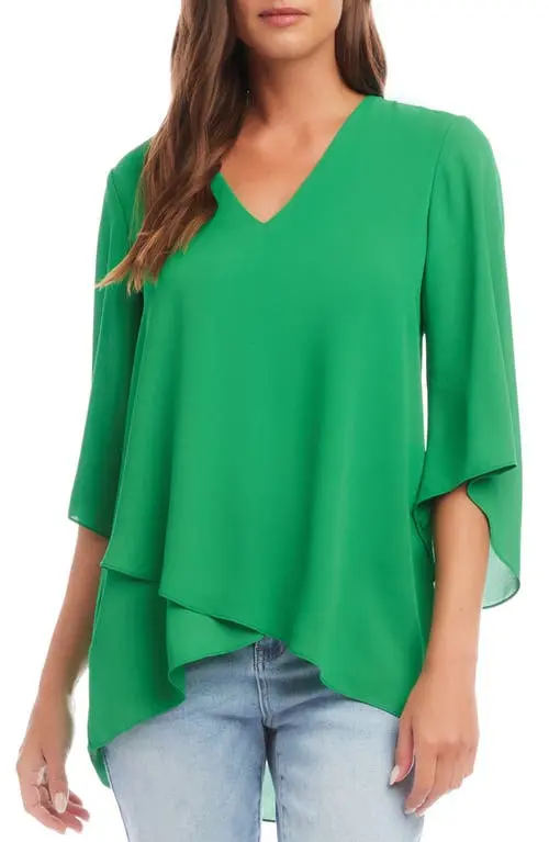 Karen Kane Asymmetrical Crepe Top - Green Grass