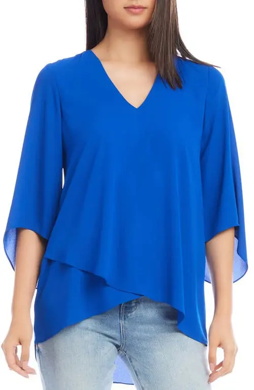 Karen Kane Asymmetrical Crepe Top - Lake