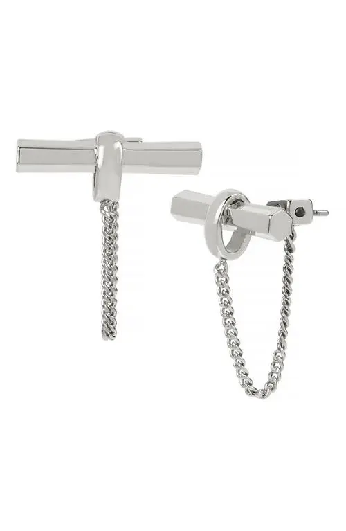 ALLSAINTS Toggle & Chain Earrings - Rhodium