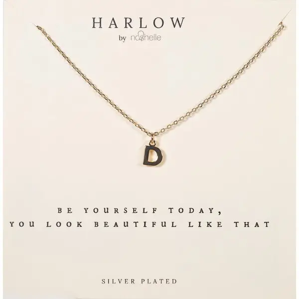 NASHELLE Initial Charm Pendant Necklace - Gold D