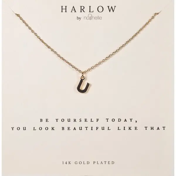 NASHELLE Initial Charm Pendant Necklace - Gold U