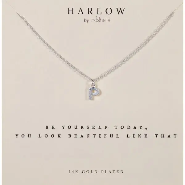 NASHELLE Initial Charm Pendant Necklace - Silver P