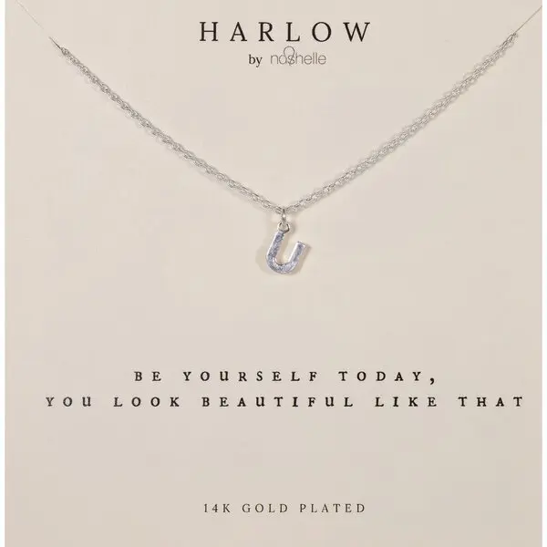 NASHELLE Initial Charm Pendant Necklace - Silver U