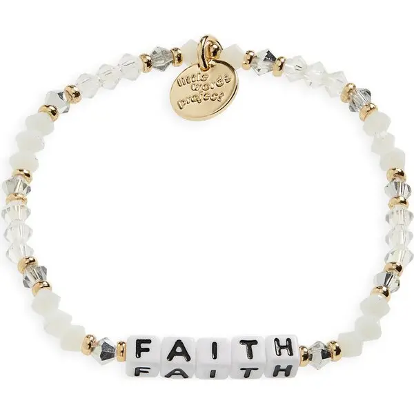 LITTLE WORDS PROJECT Faith Beaded Stretch Bracelet - Empire/white