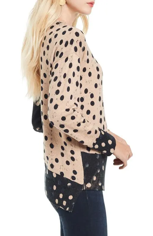 NIC+ZOE Color Block Polka Dot Print Pullover