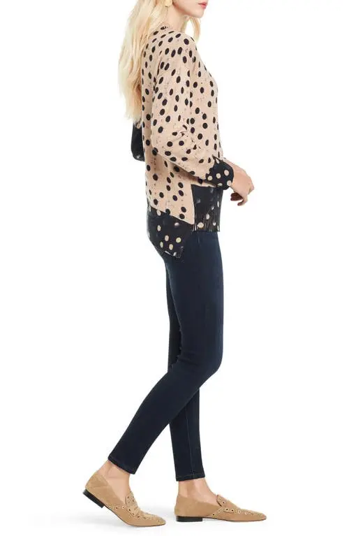 NIC+ZOE Color Block Polka Dot Print Pullover