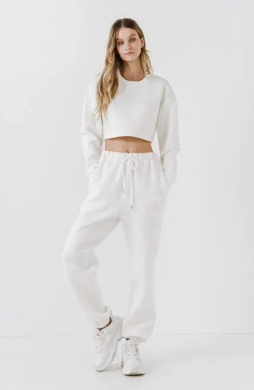 GREY LAB Lounge Wear Cropped Crewneck Sweatshirt