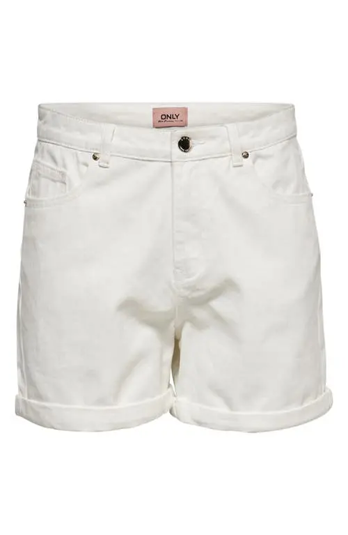 Only High-waisted Cuffed Denim Shorts