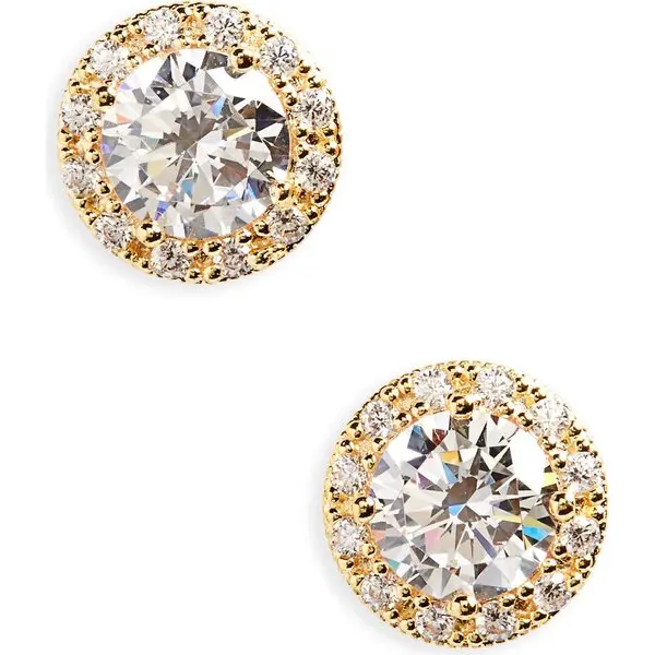 Nordstrom Halo Cubic Zirconia Stud Earrings - Gold Plated Silver