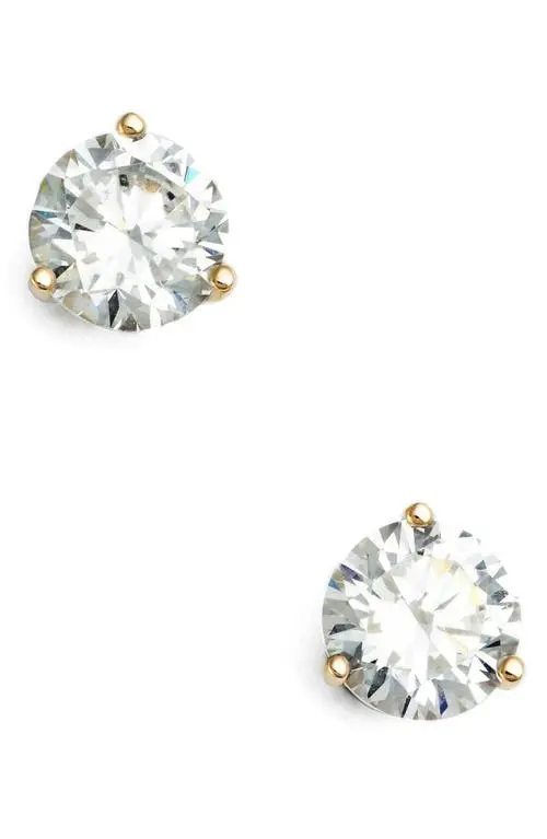Nordstrom Cubic Zirconia Stud Earrings - Clear- Gold Round