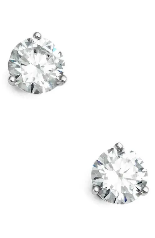 Nordstrom Cubic Zirconia Stud Earrings - Clear- Silver Round
