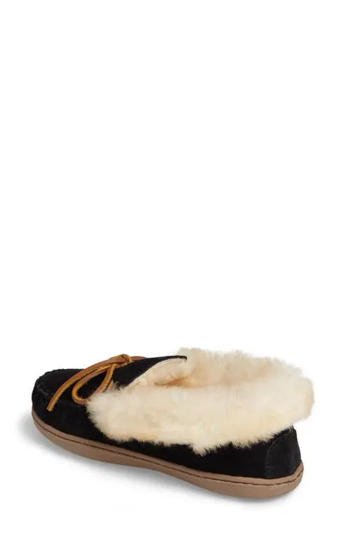 Minnetonka Alpine Genuine Shearling Slipper - Black