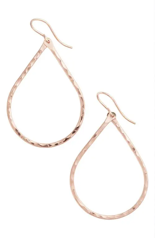 NASHELLE Pure Small Hammered Teardrop Earrings - Rose Gold