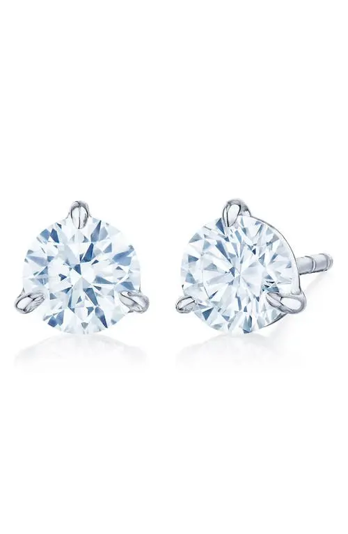 Kwiat Round Brilliant Cut Diamond Stud Earrings - White 1.4 Ctw