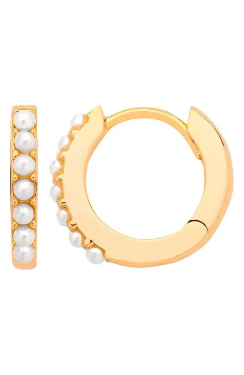Estée Lauder Mother-of-pearl Huggie Hoop Earrings - Gold