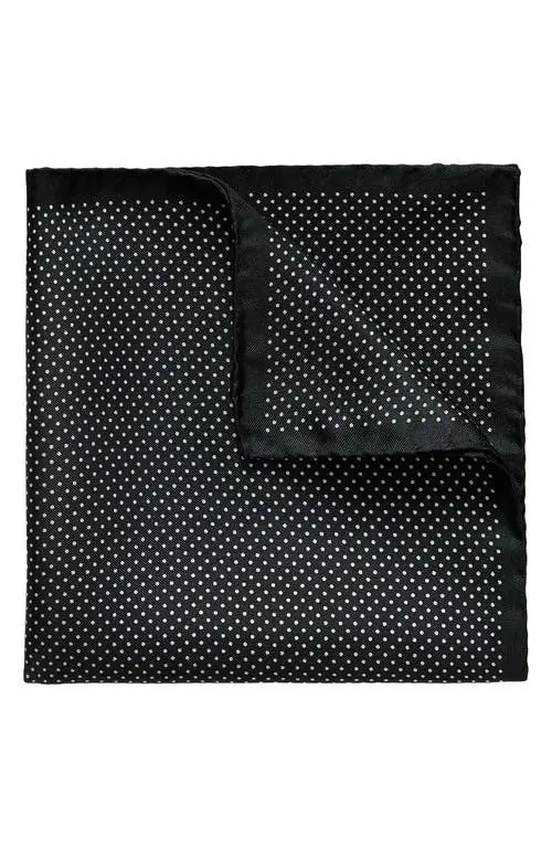 Eton Dot Silk Pocket Square - Black
