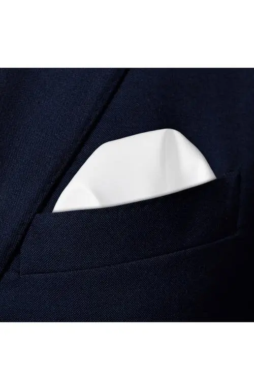 Eton Cotton Twill Pocket Square - White