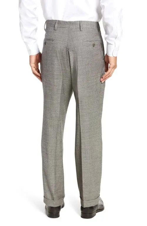 Berle Touch Finish Pleated Houndstooth Classic Fit Stretch Wool Dress Pants