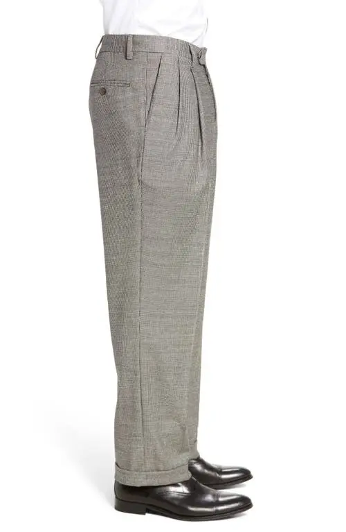 Berle Touch Finish Pleated Houndstooth Classic Fit Stretch Wool Dress Pants