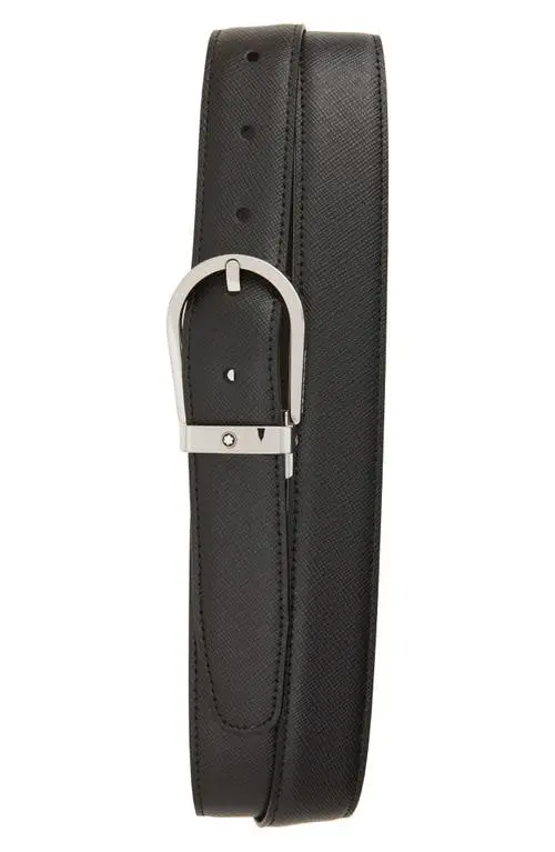 Montblanc Horseshoe Buckle Reversible Sartorial Leather Belt - Black/ Brown