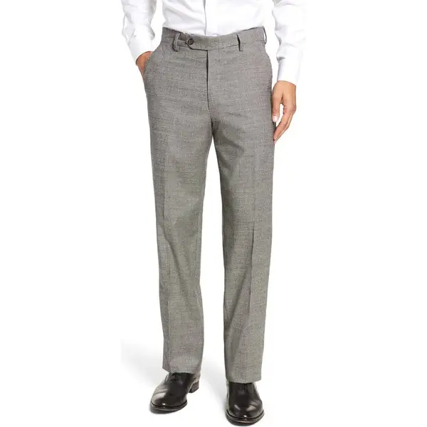 Berle Touch Finish Plaid Houndstooth Classic Fit Trousers - Black/white
