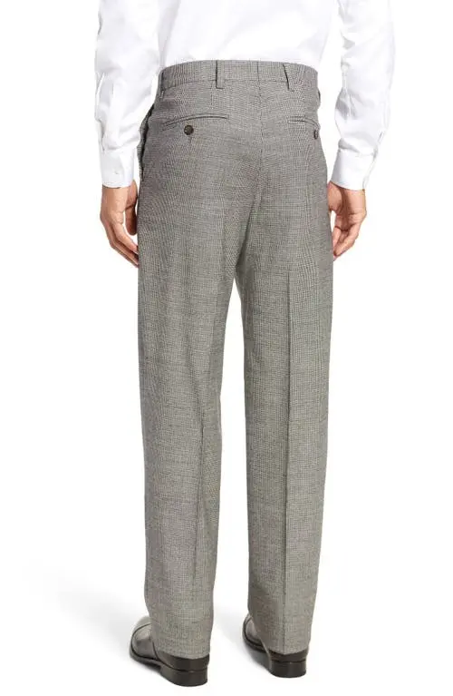 Berle Touch Finish Plaid Houndstooth Classic Fit Trousers - Black/white