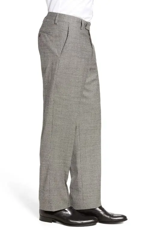 Berle Touch Finish Plaid Houndstooth Classic Fit Trousers - Black/white